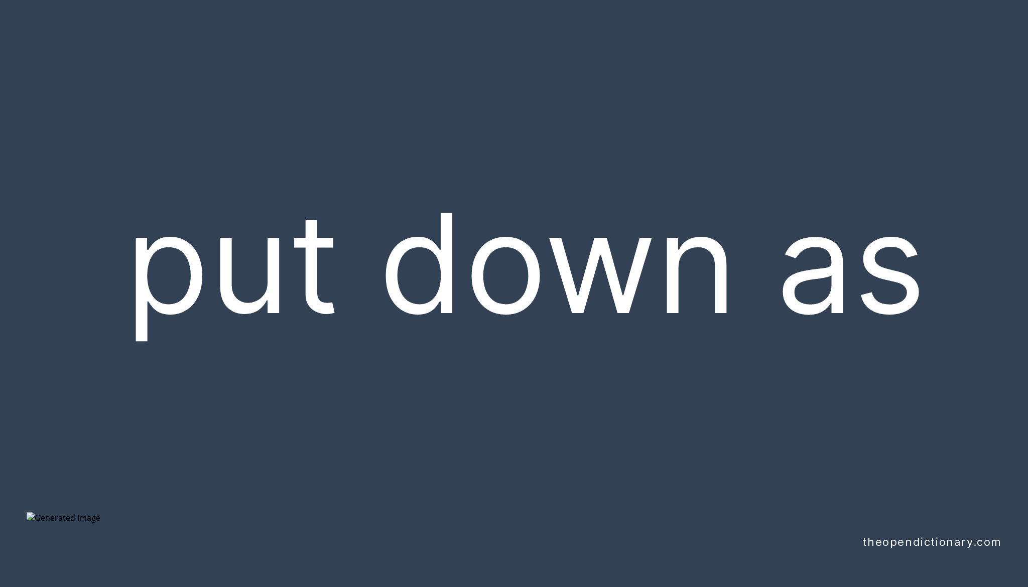 PUT DOWN AS Phrasal Verb PUT DOWN AS Definition Meaning And Example